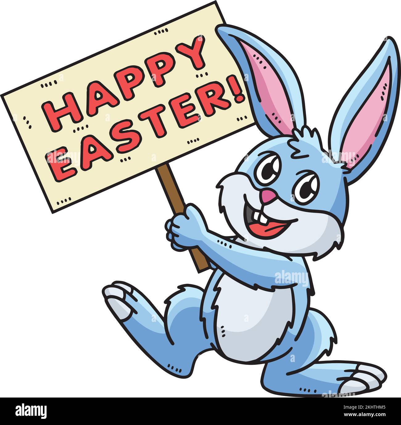 Bunny Holding Happy Easter Cartoon Clipart Stock Vector Image & Art - Alamy