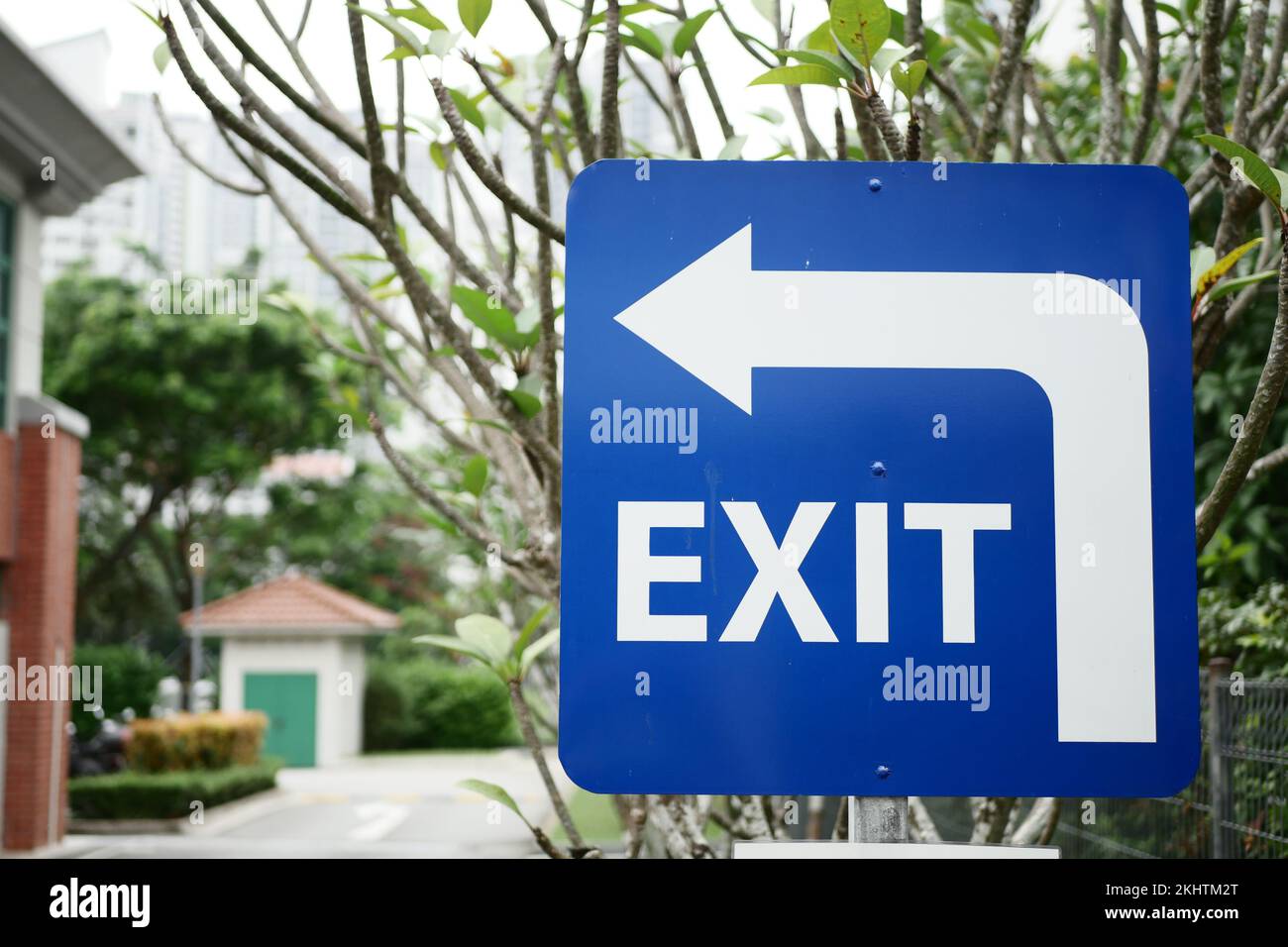 exit sign on brick wall Stock Photo - Alamy