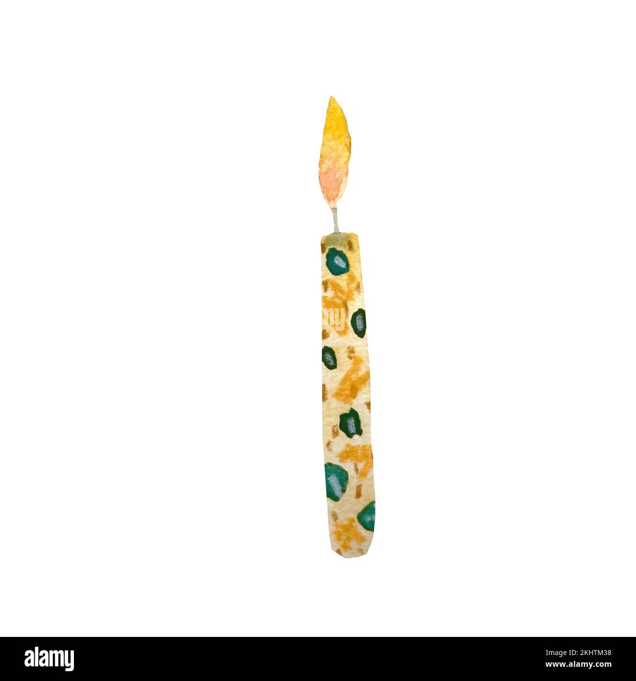 Candle yellow green textured birthday a watercolor Stock Photo - Alamy