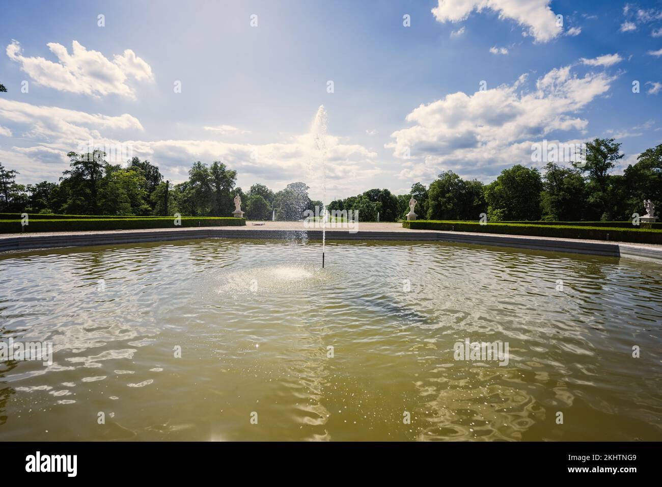 Fountain in garden of Slavkov Castle, also known as Austerlitz Castle ...