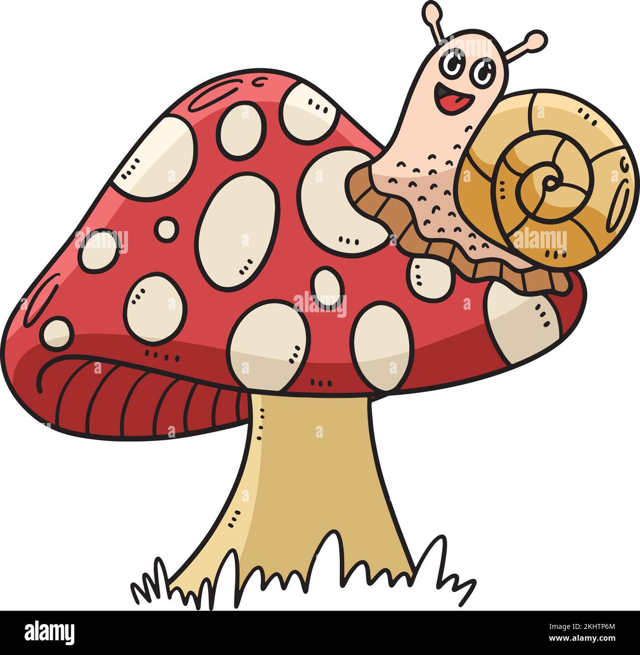 Snail on Mushroom Cartoon Colored Clipart Stock Vector Image & Art - Alamy