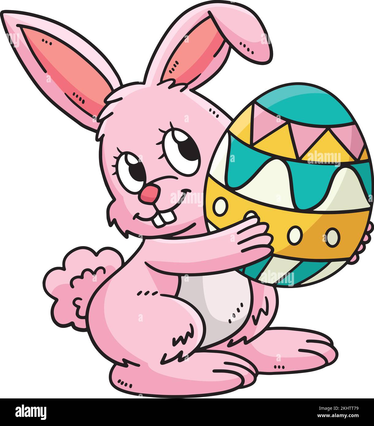 Bunny Carrying Easter Egg Cartoon Colored Clipart Stock Vector Image ...
