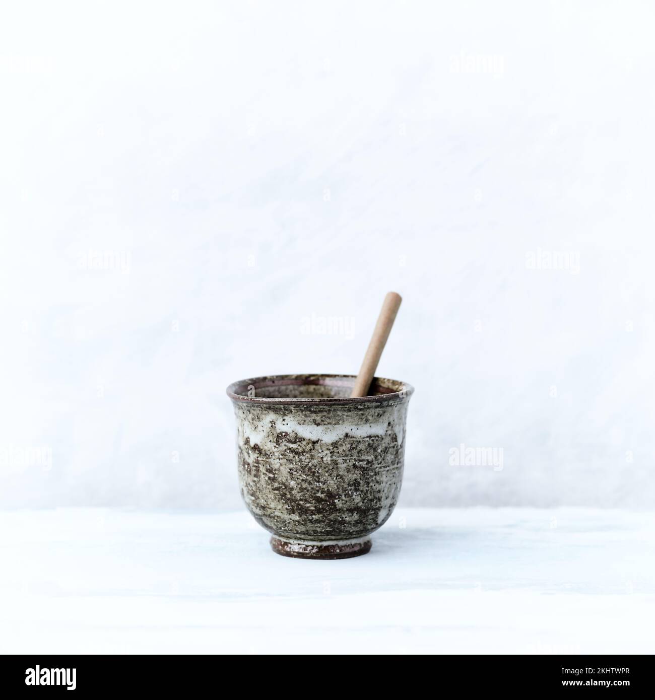 Traditional, handcrafted ceramic on bright wooden background. Soft ...