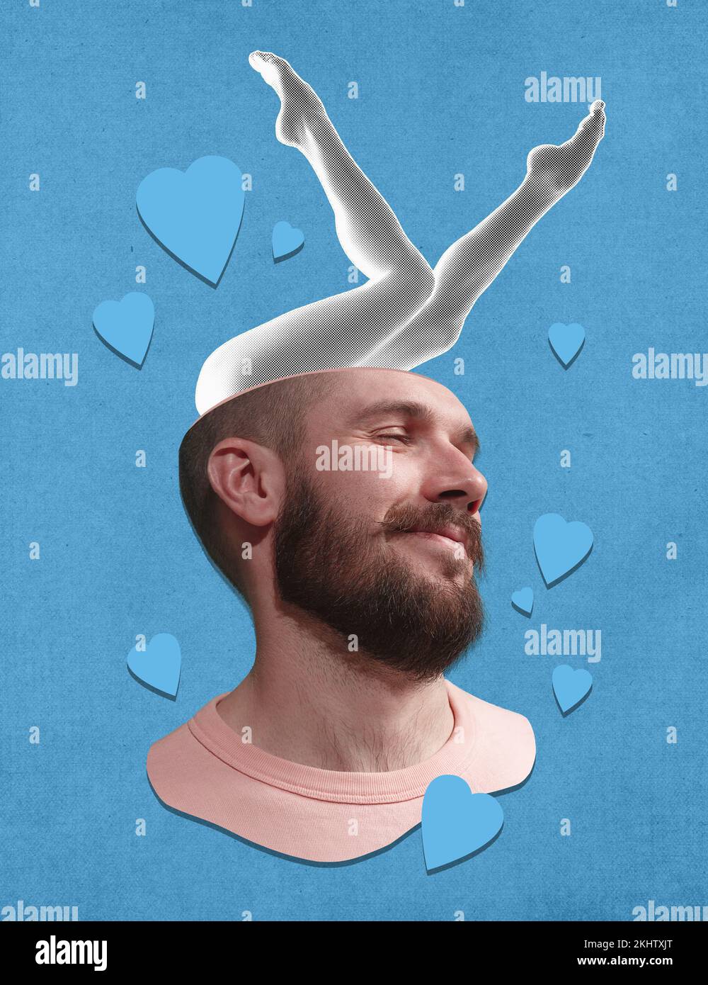 Contemporary art collage. Creative design. Delightful man with female ...