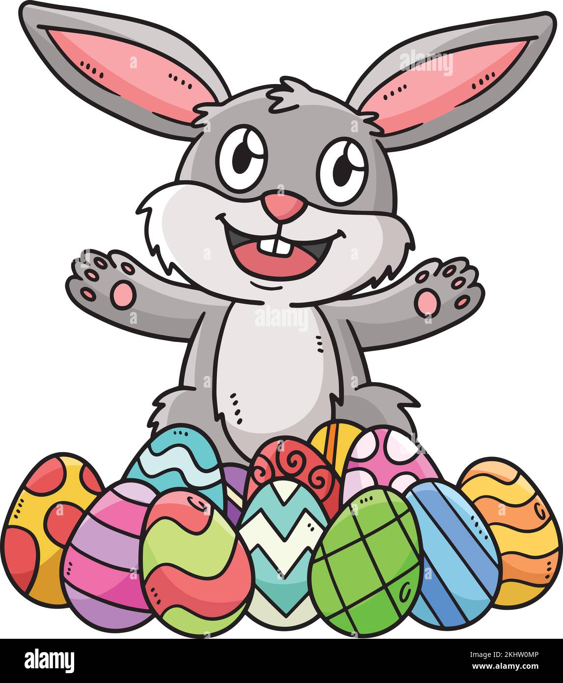 Bunny with Easter Egg Cartoon Colored Clipart Stock Vector Image & Art ...