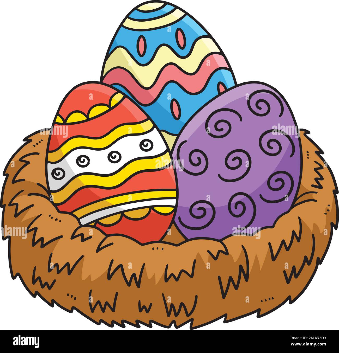 Easter Eggs In Nest Cartoon Colored Clipart Stock Vector Image And Art Alamy