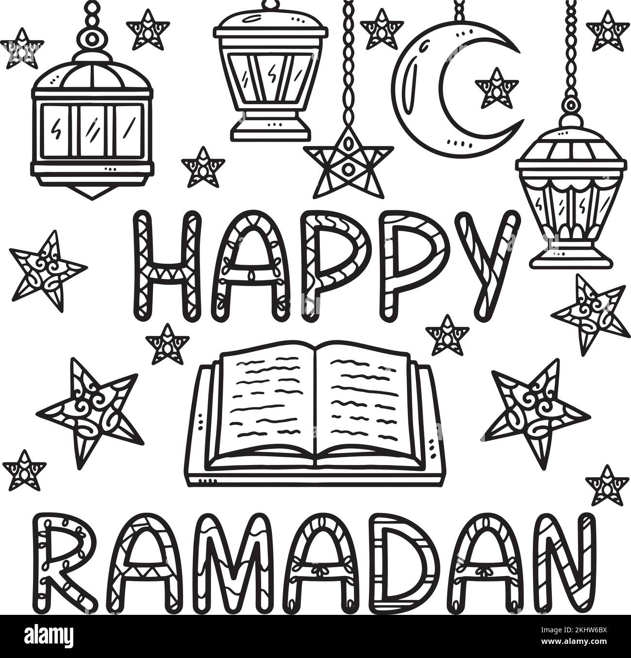 Happy Ramadan Coloring Page for Kids Stock Vector Image & Art - Alamy