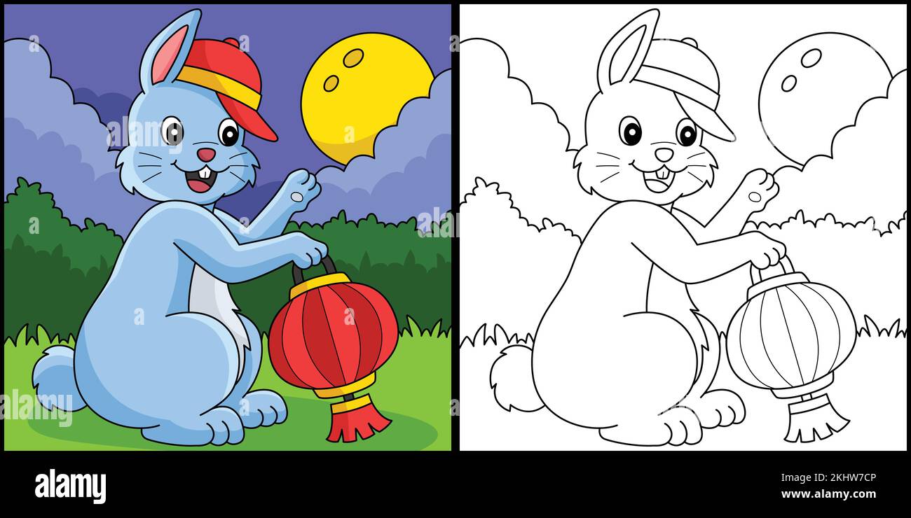 Rabbit Holding Chinese Lantern Illustration Stock Vector Image & Art ...