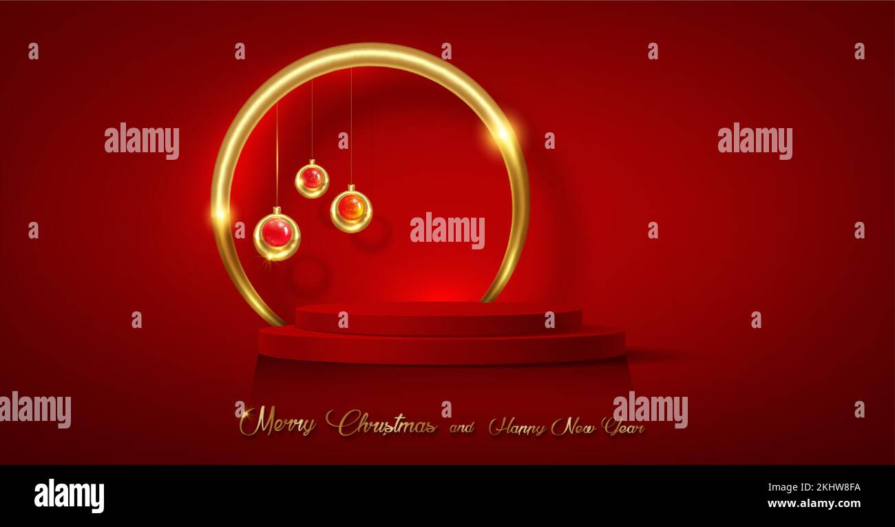 Christmas banner background podium Stock Vector Images - Alamy