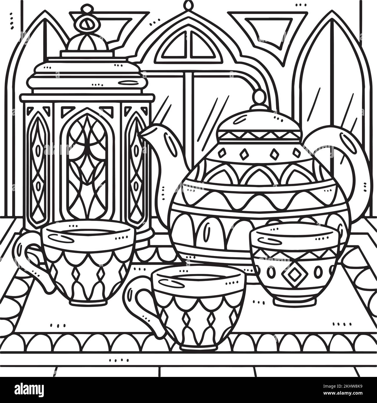 Coloring Tea Set Clip Art Sketch Coloring Page