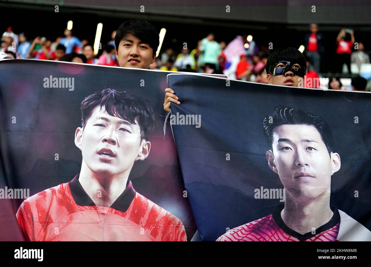 South Korea's fans with Son Heung-min banners ahead of the FIFA World ...