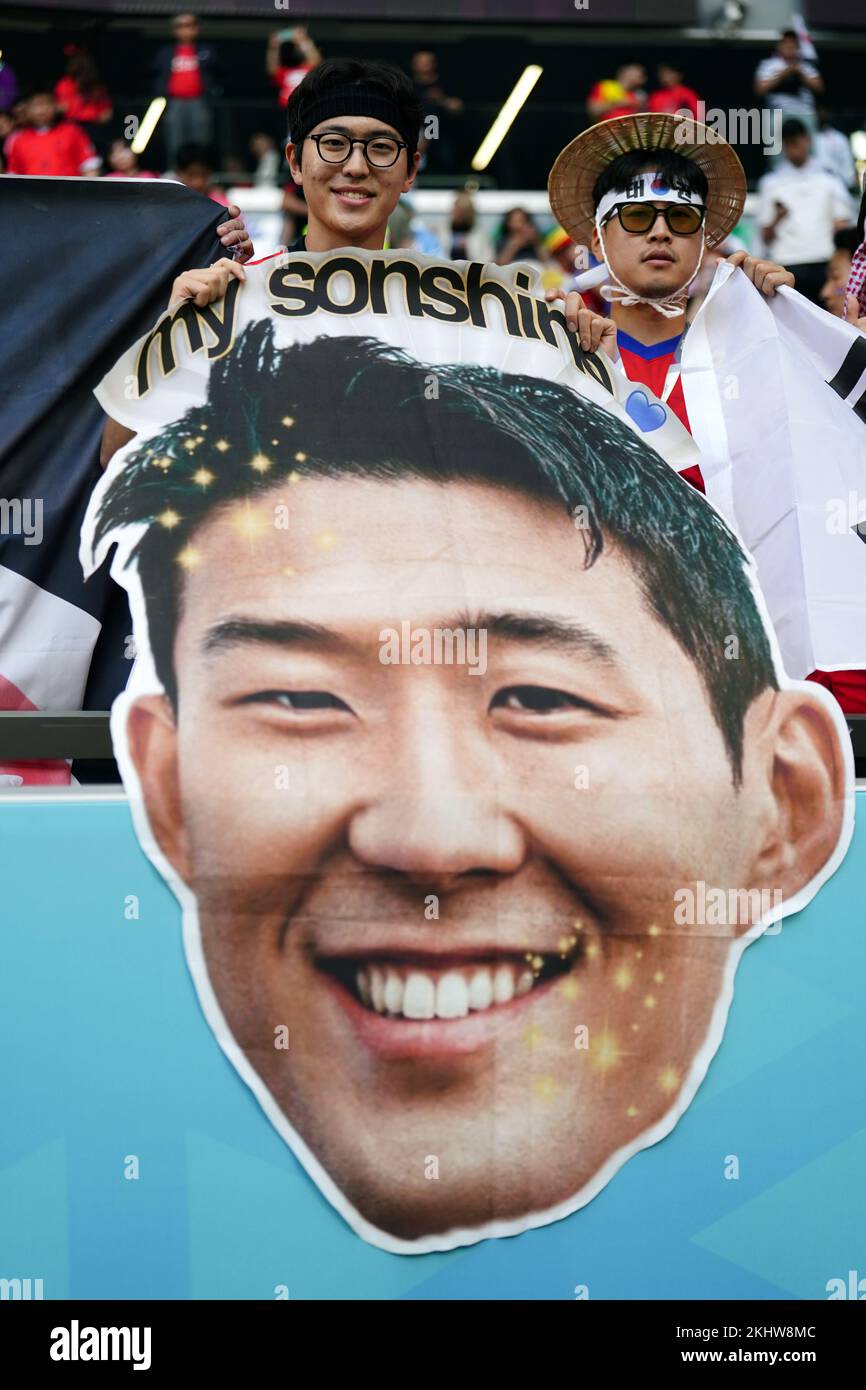 South Korea's fans with Son Heung-min banners ahead of the FIFA World ...