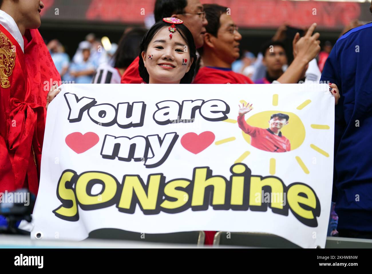 South Korea's fans with Son Heung-min banners ahead of the FIFA World ...