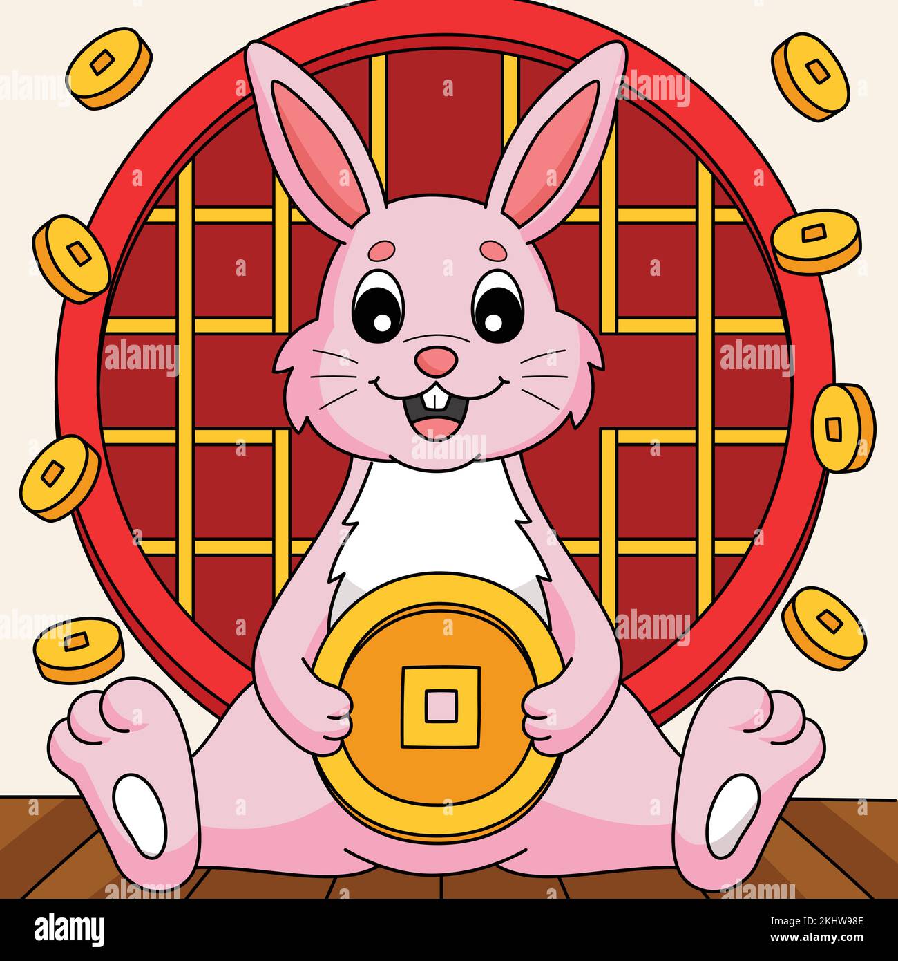 Rabbit Holding Coin Colored Cartoon Cartoon Stock Vector Image & Art ...