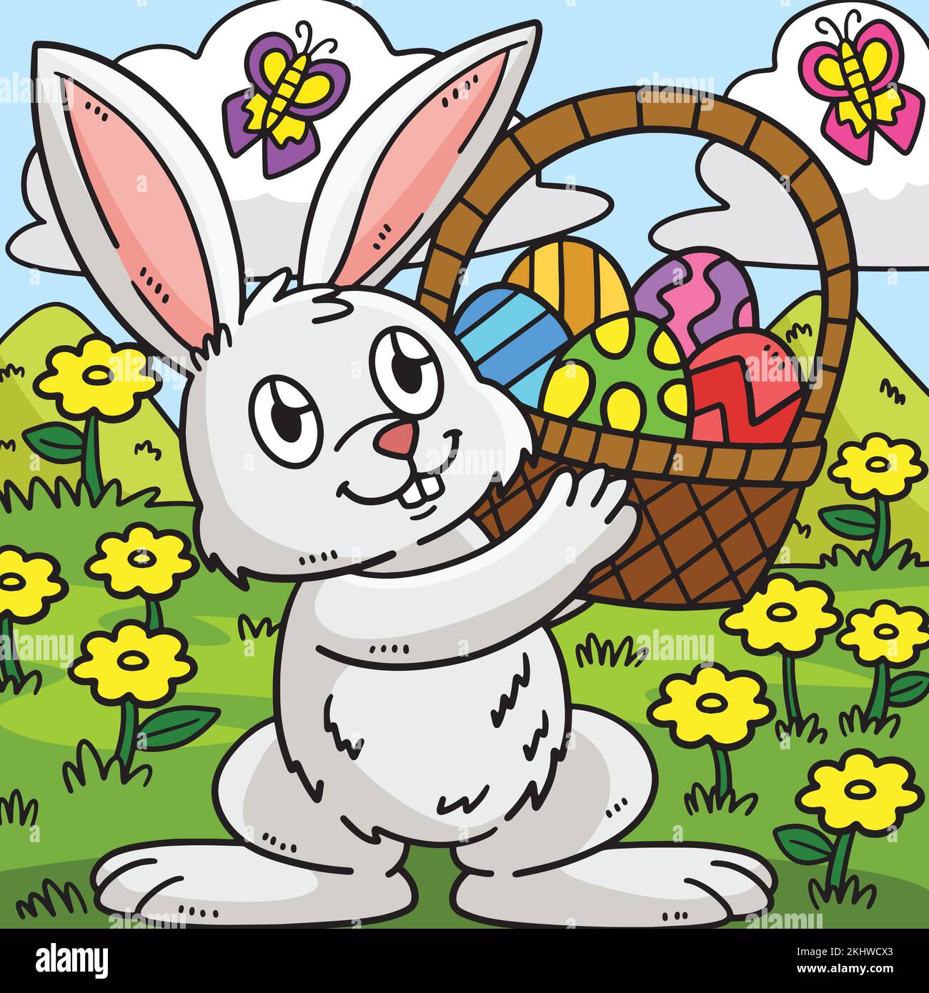 Basket colored eggs Stock Vector Images - Alamy