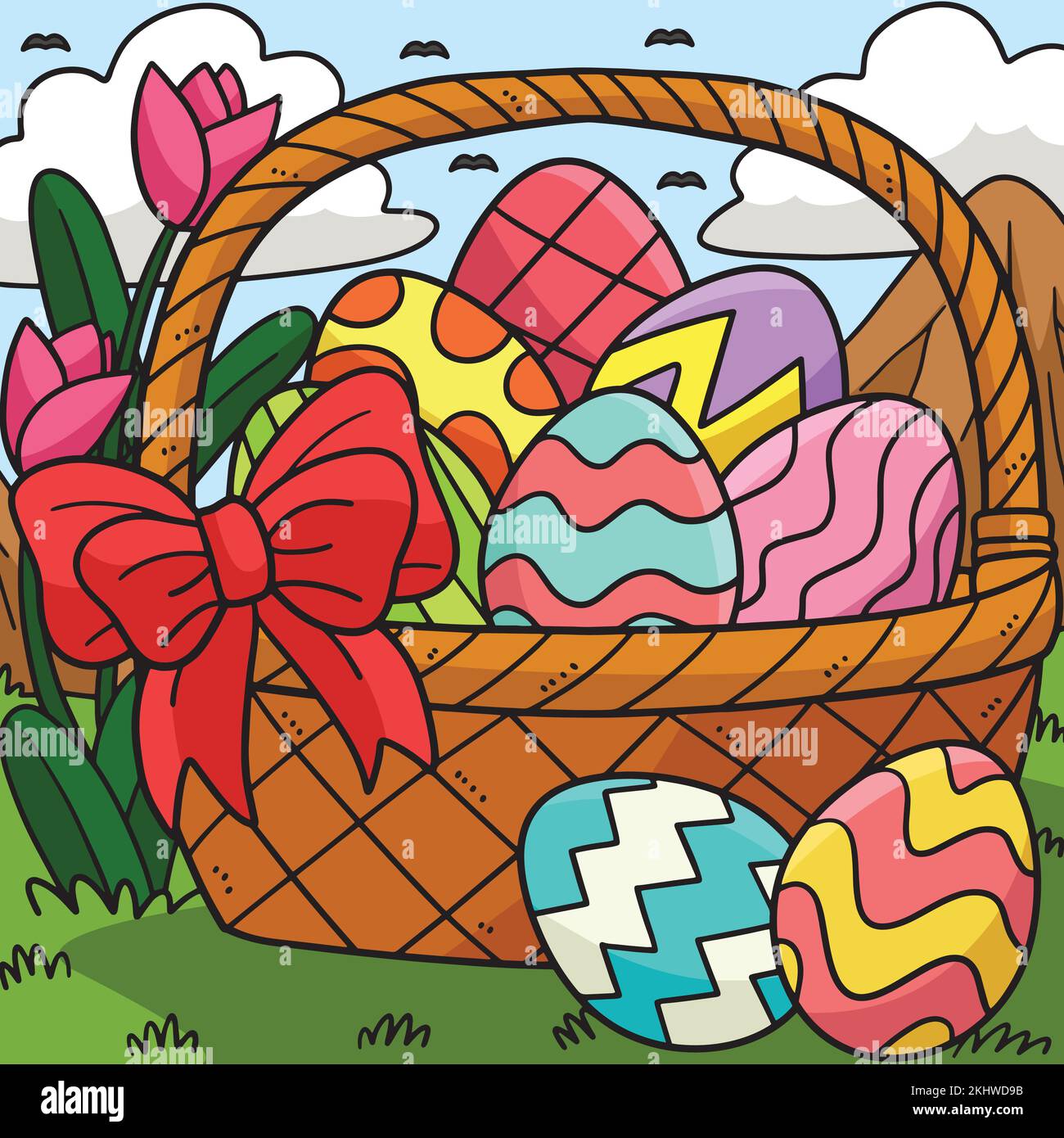 Easter Egg Basket Cartoon at Vernon Palacios blog
