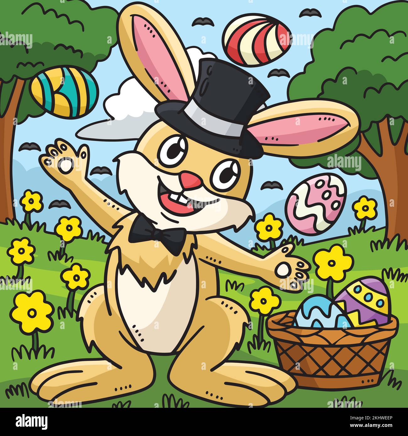 Bunny Juggling Easter Eggs Colored Cartoon Stock Vector Image & Art - Alamy
