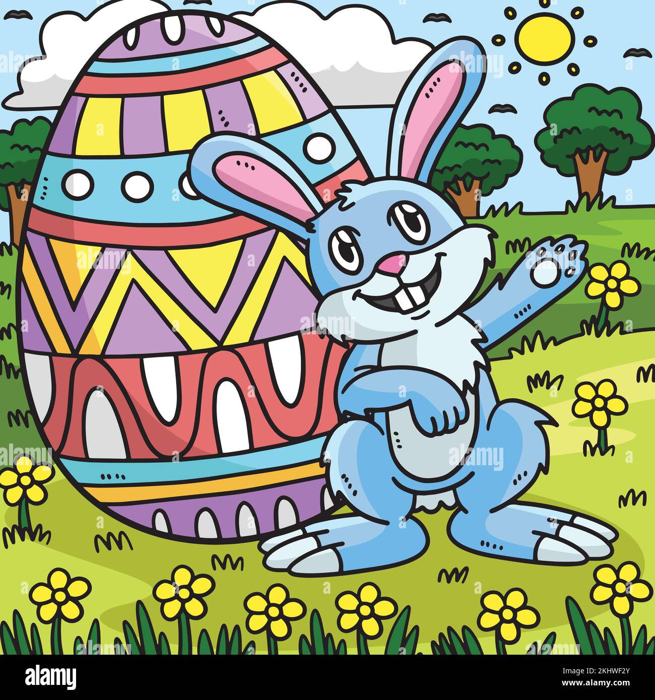 Bunny with Big Easter Egg Colored Cartoon Stock Vector Image & Art - Alamy