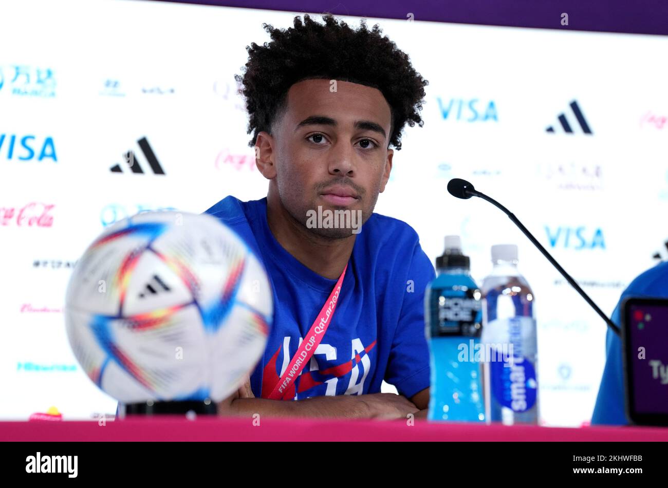 USA's Tyler Adams during a press conference at the Main Media Centre in ...