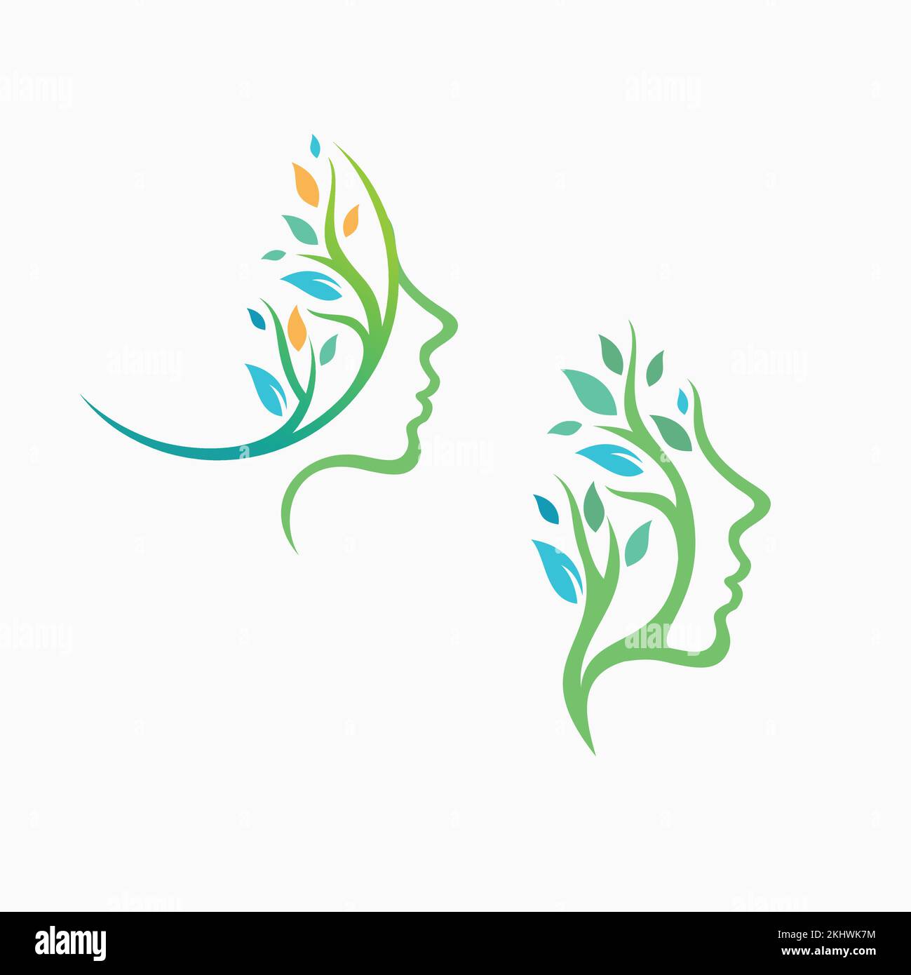 Human head silhouette with the branches and leaves Stock Vector Image ...