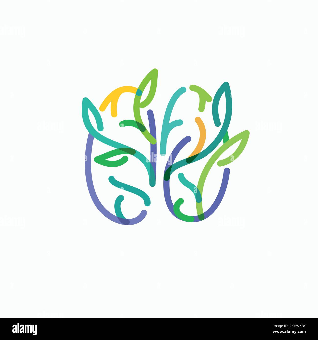 Clear and colorful brain illustration with the branches Stock Vector ...