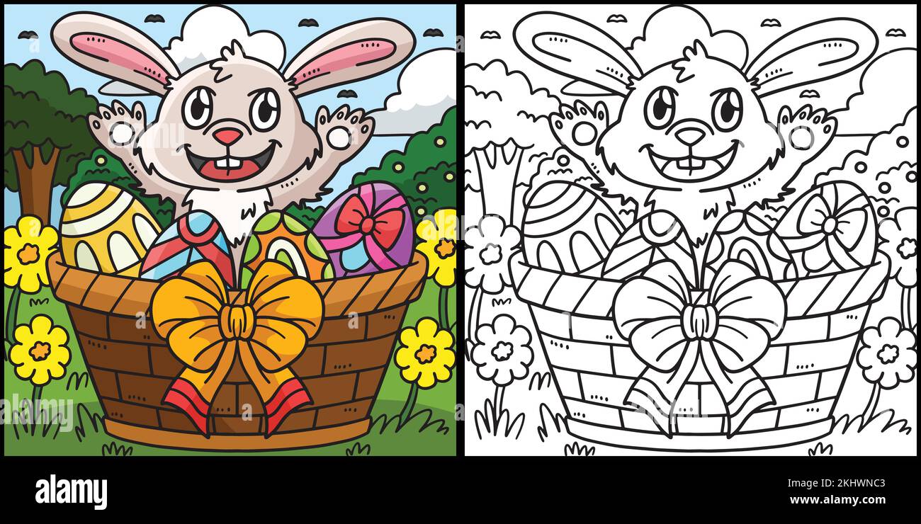 Bunny Easter Eggs in the Basket Illustration Stock Vector Image & Art ...