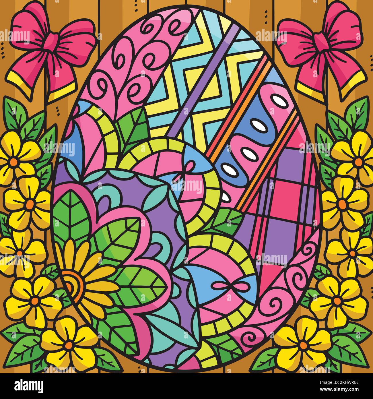 Easter Egg Mandala Colored Cartoon Illustration Stock Vector Image ...