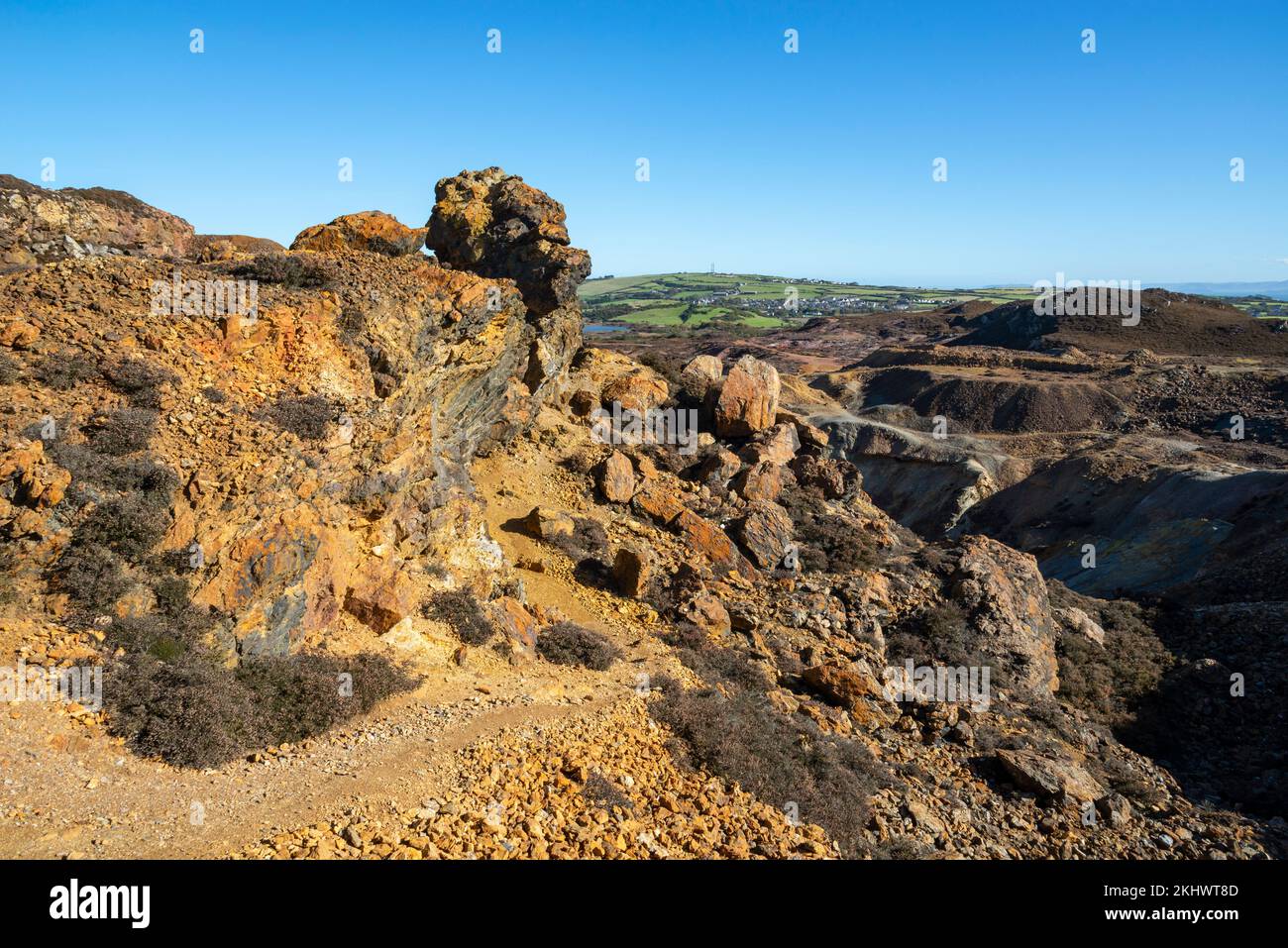 View from Parys Mountain Copper Mine, Amlwch, Anglesey, North Wales ...