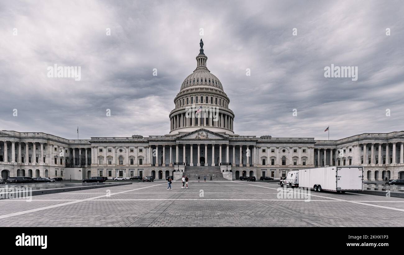 The United States Capitol in Washington DC with scaffolding and ladder ...