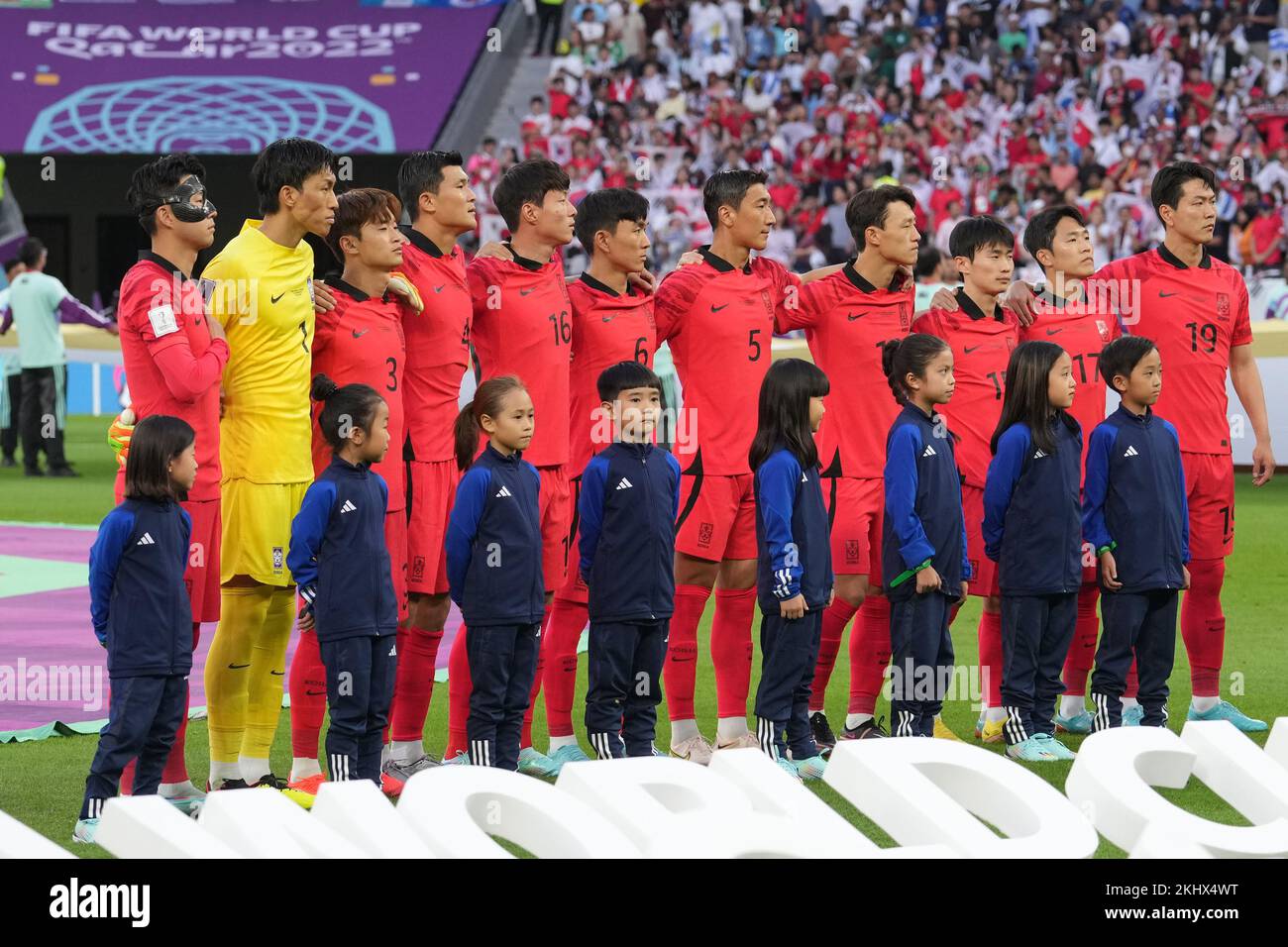 Rayan, Qatar. 23rd Nov, 2022. Korea Republic players during the Qatar ...