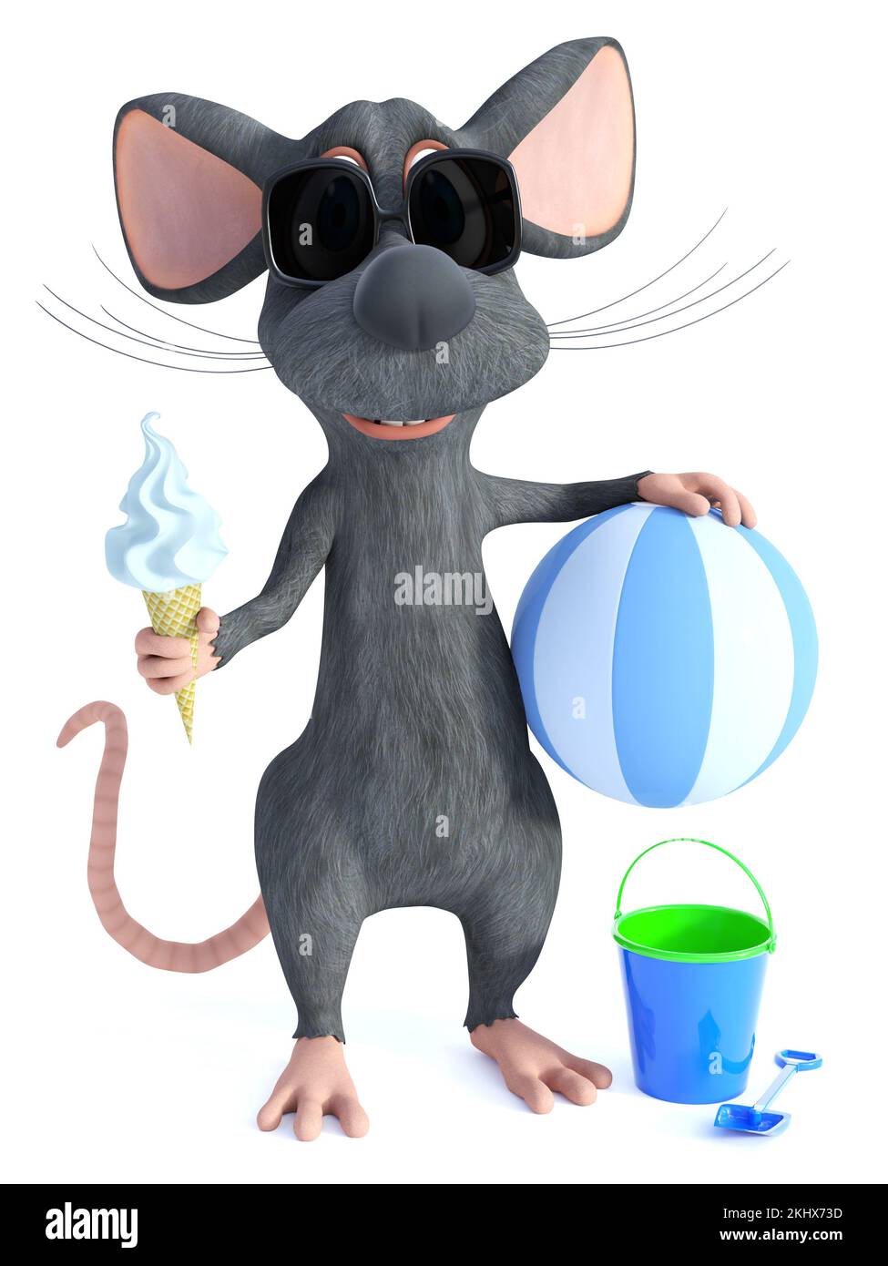 3D rendering of a cool smiling cartoon mouse wearing sunglasses and ...