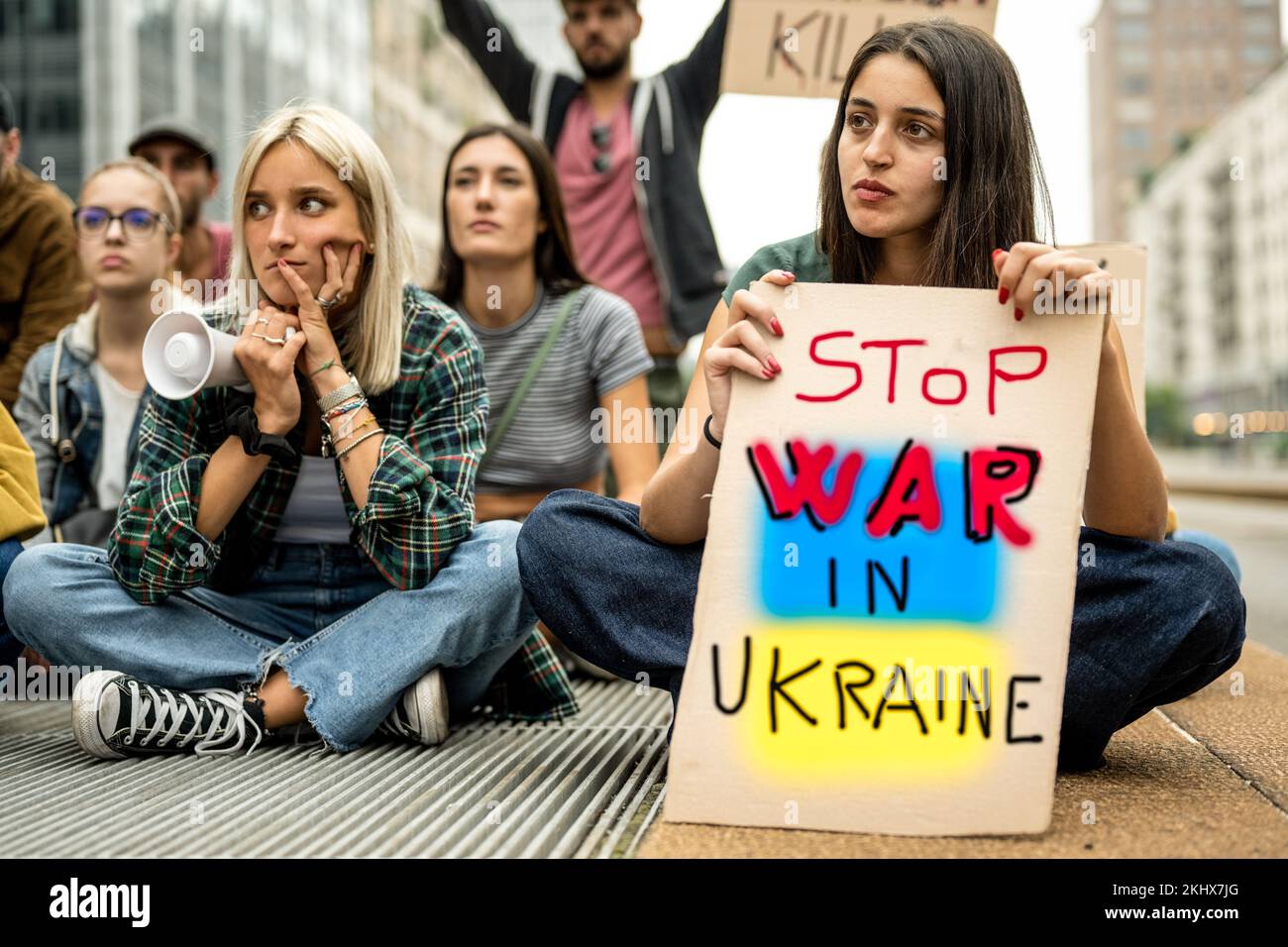 stop war in Ukraine, protests against european conflict, pacifist ...