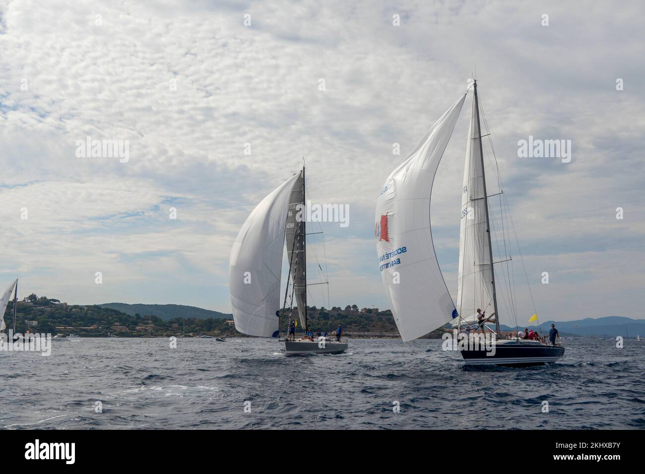 Sail boats racing for Voiles de Saint-Tropez, in French Riviera, France ...
