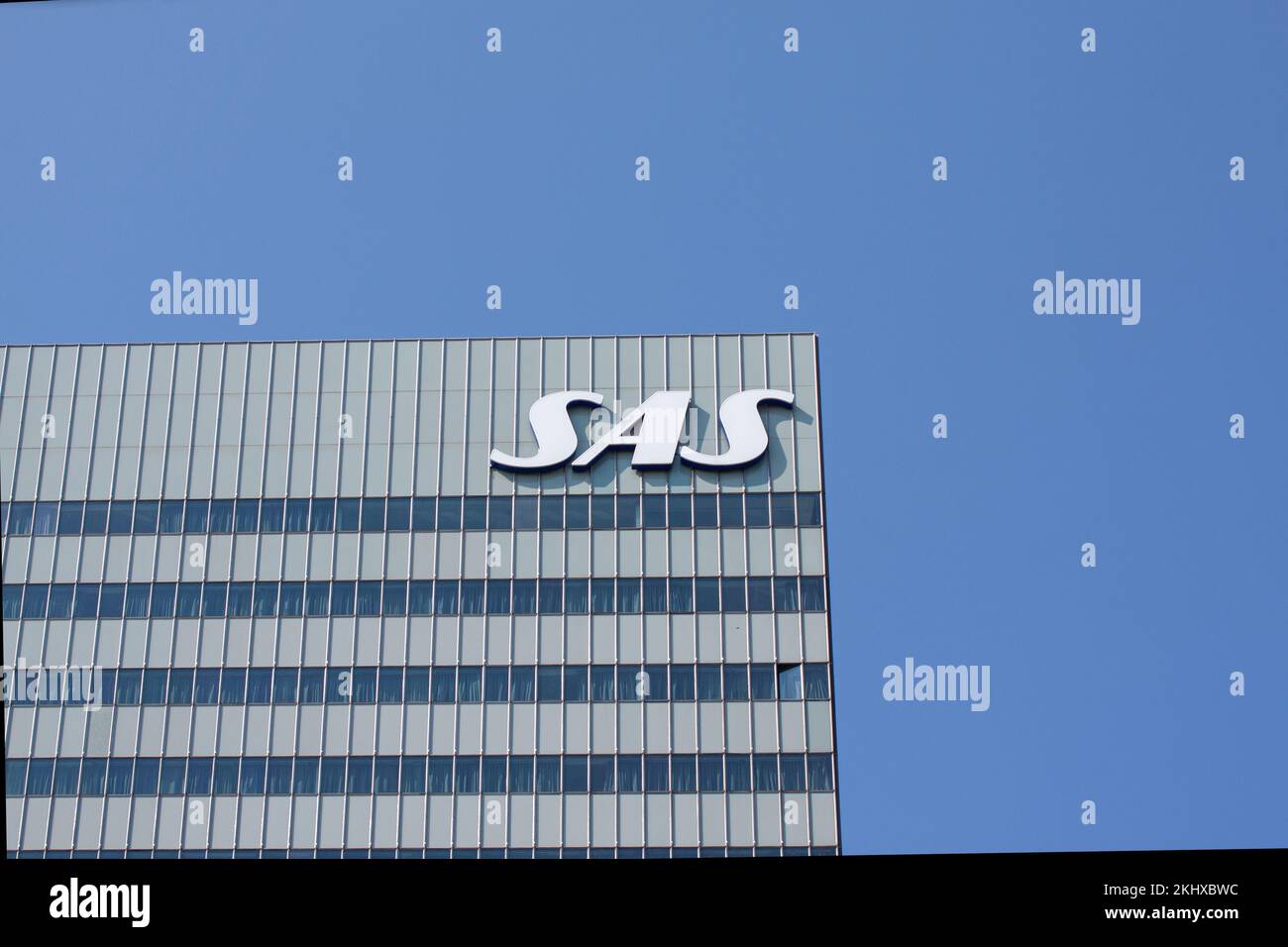 The logotype SAS on top of a hotel building in Copenhagen, Denmark ...