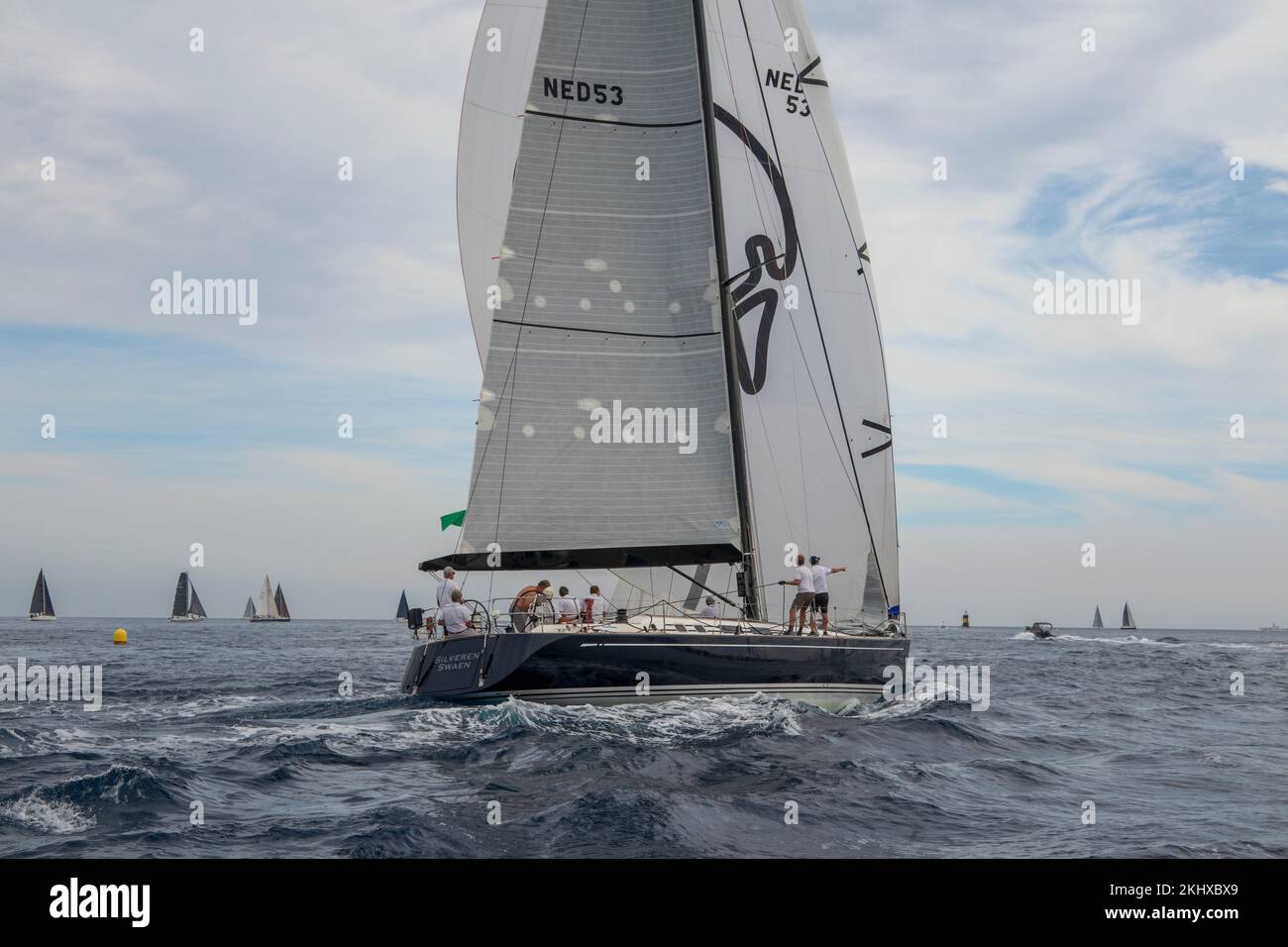 Sail boats racing for Voiles de Saint-Tropez, in French Riviera, France ...