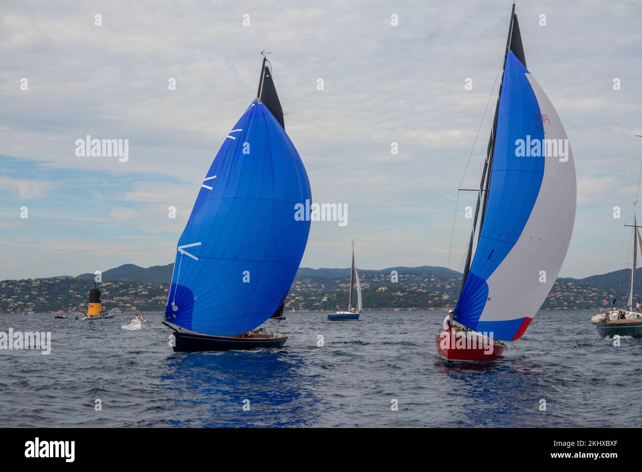 Sail boats racing for Voiles de Saint-Tropez, in French Riviera, France ...