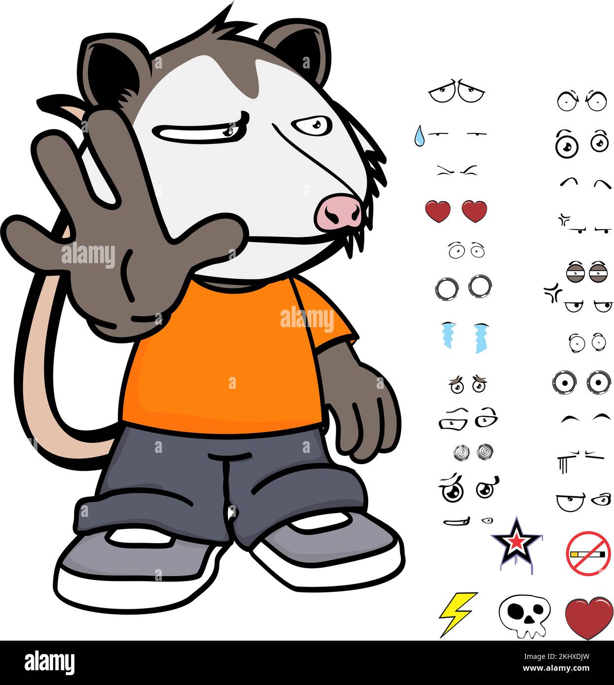talk to the hand possum character cartoon kawaii expressions set pack ...