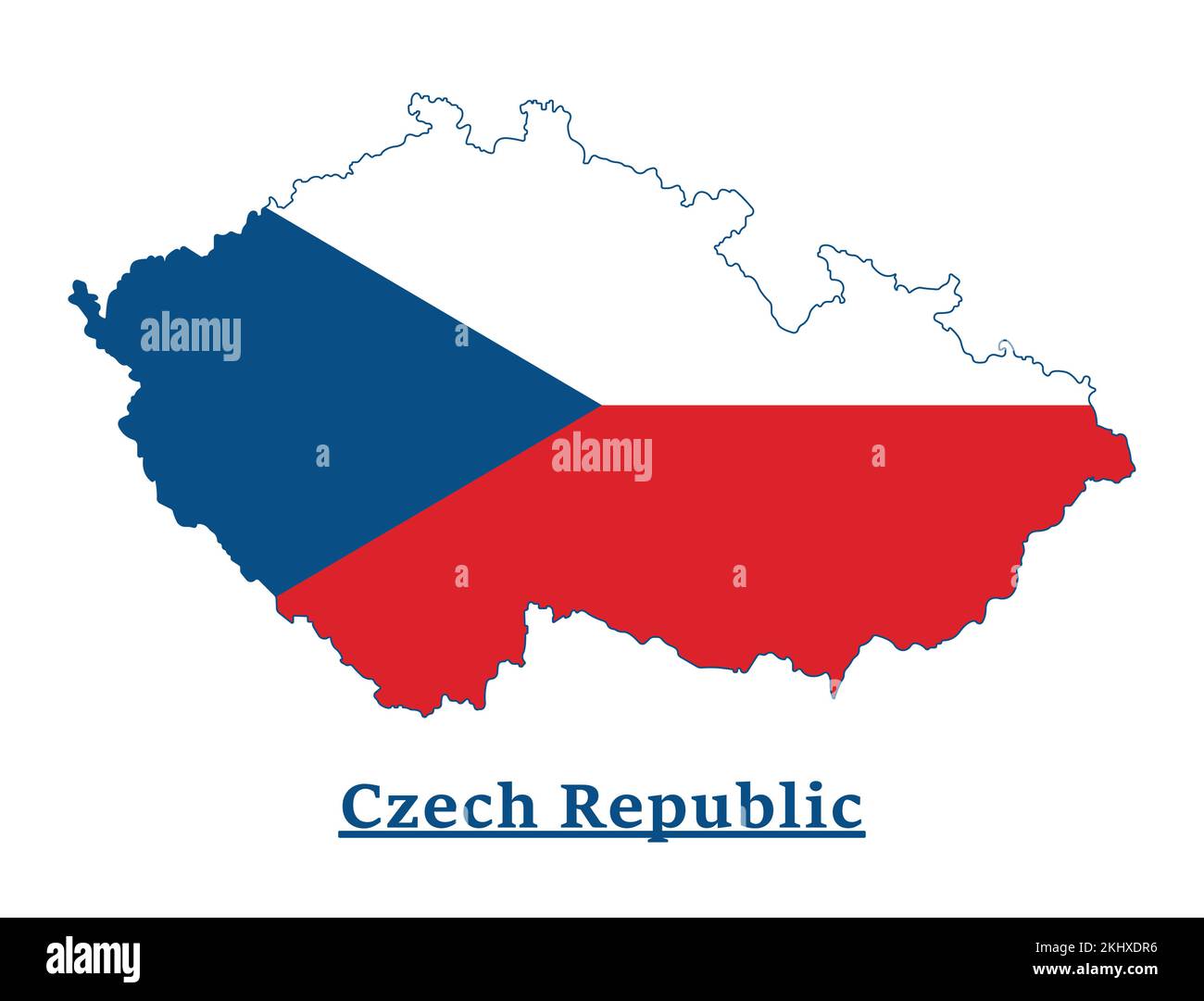 A vector illustration of the map flag of the Czech Republic in white ...