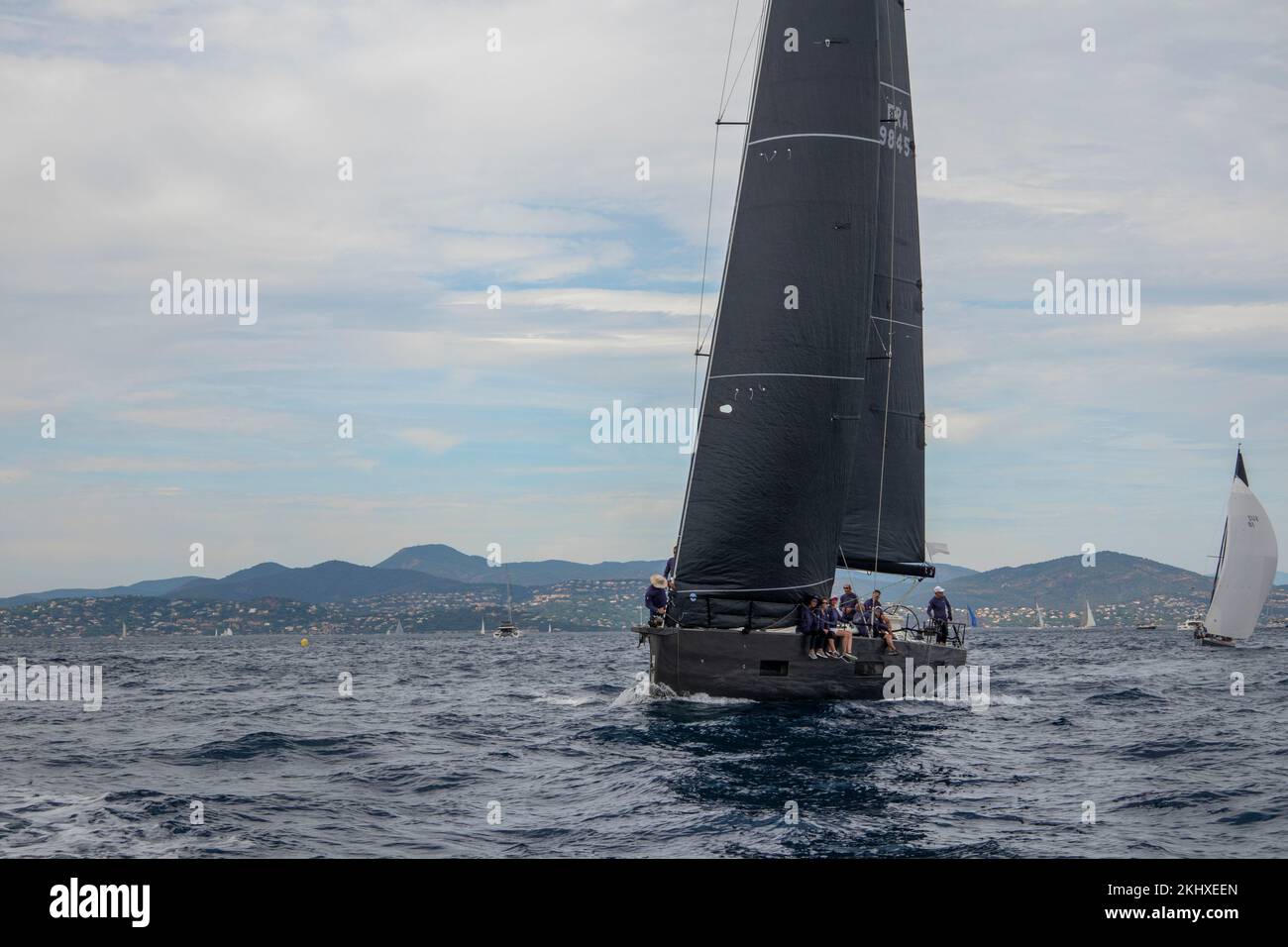 Sail boats racing for Voiles de Saint-Tropez, in French Riviera, France ...