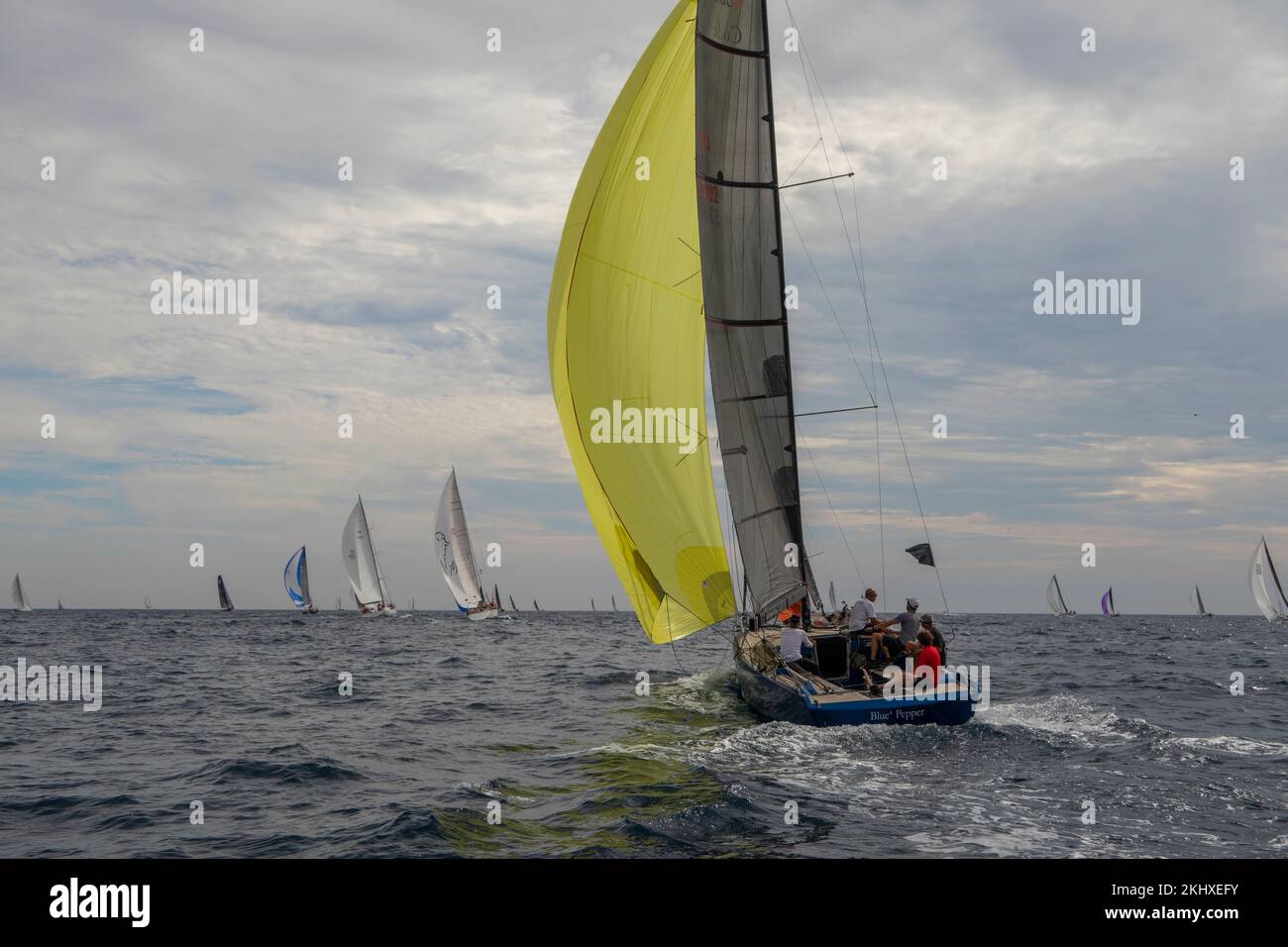 Sail boats racing for Voiles de Saint-Tropez, in French Riviera, France ...