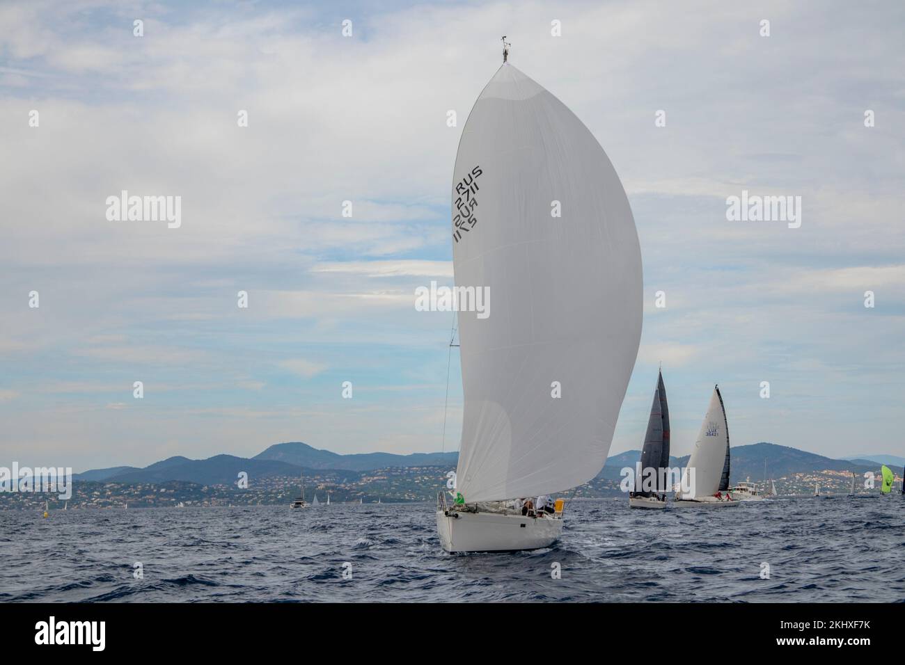 Sail boats racing for Voiles de Saint-Tropez, in French Riviera, France ...