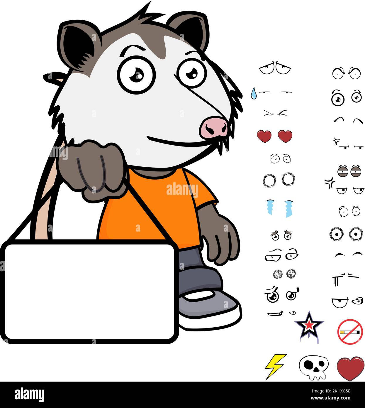 billboard possum character cartoon kawaii expressions set pack in ...