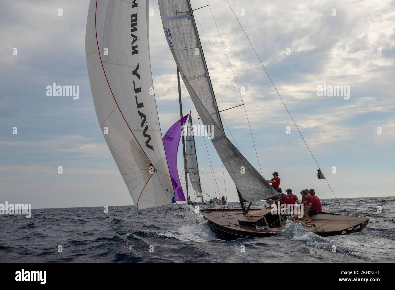 Sail boats racing for Voiles de Saint-Tropez, in French Riviera, France ...