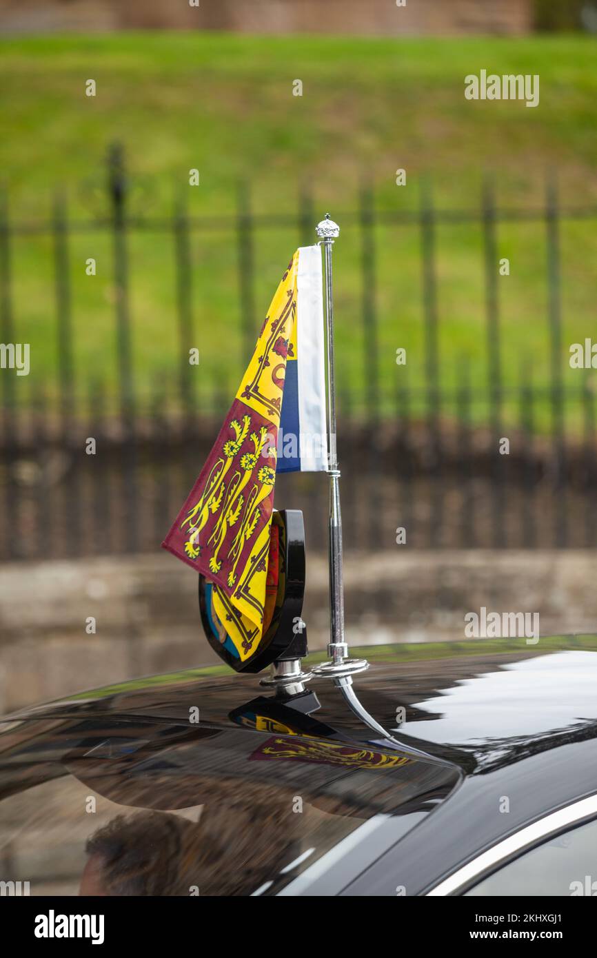 The Royal Standard on the official state limousine in Dunfermline, Fife ...