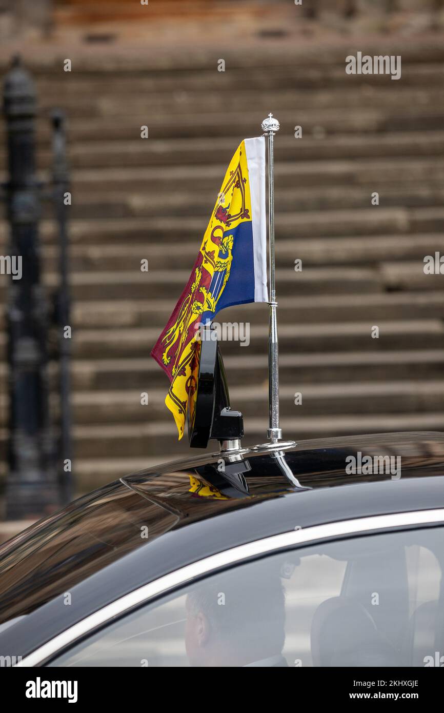 The Royal Standard on the official state limousine in Dunfermline, Fife ...