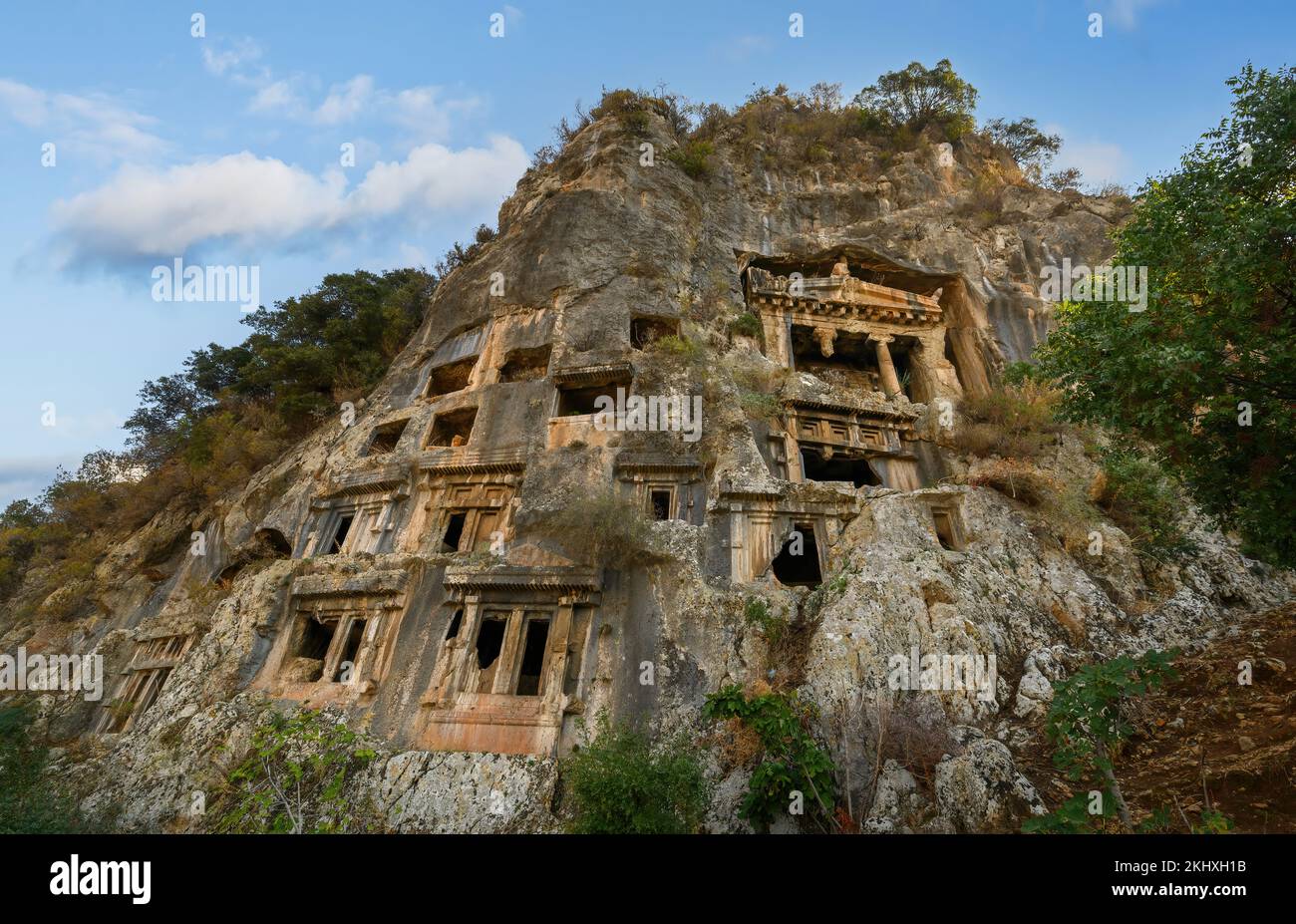 Amyntas Rock Tombs at ancient Telmessos, in Lycia. Now in the city of ...