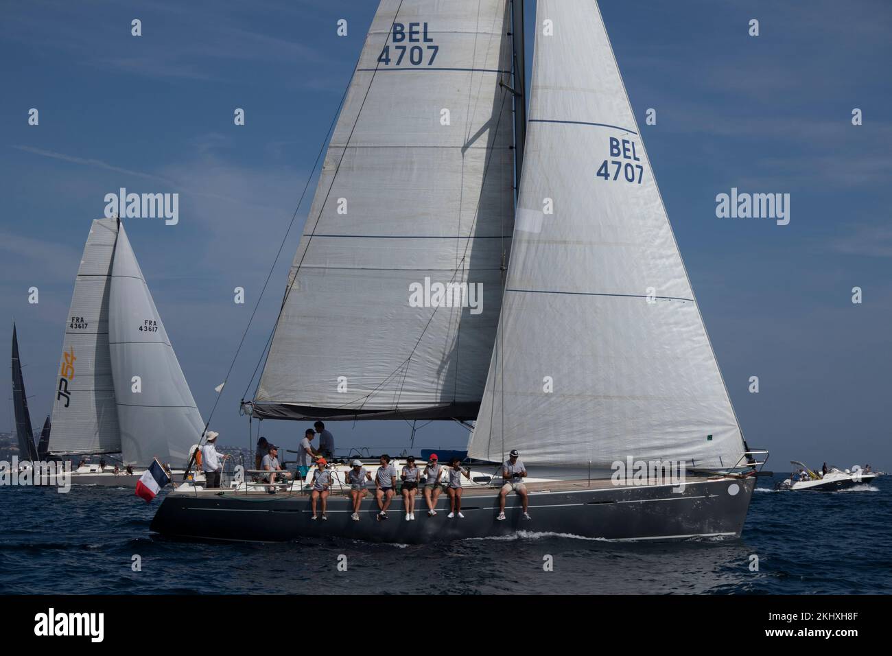 Sail boats racing for Voiles de Saint-Tropez, in French Riviera, France ...