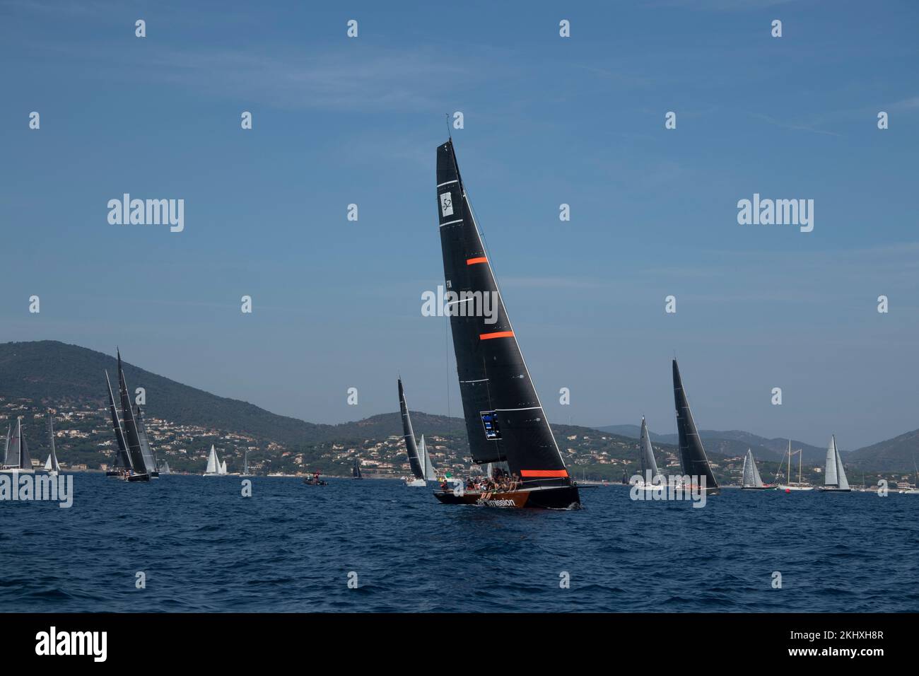 Sail boats racing for Voiles de Saint-Tropez, in French Riviera, France ...