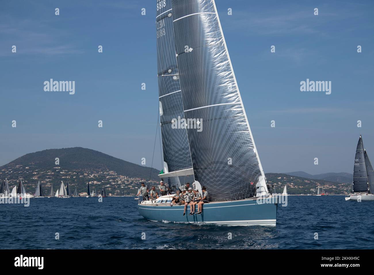 Sail boats racing for Voiles de Saint-Tropez, in French Riviera, France ...