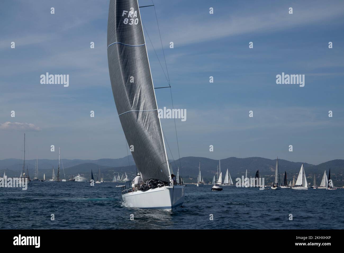 Sail boats racing for Voiles de Saint-Tropez, in French Riviera, France ...